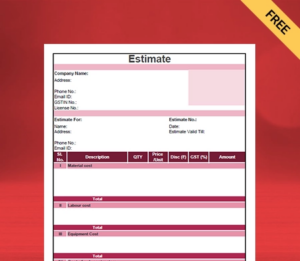 Building Estimate Format in PDF Free Download