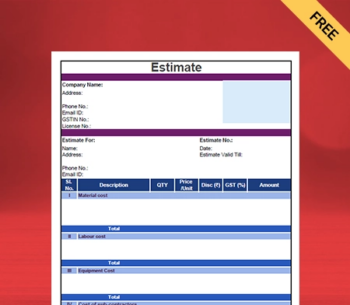 Building Estimate Format in PDF Free Download