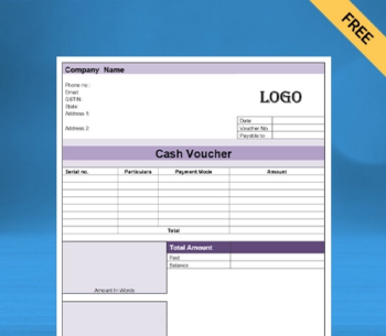 Cash Receipt Voucher Format in Word Free Download