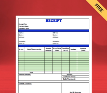 Hotel Receipt Format Free Download