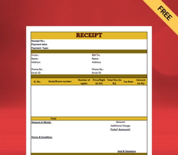 Hotel Receipt Format Free Download