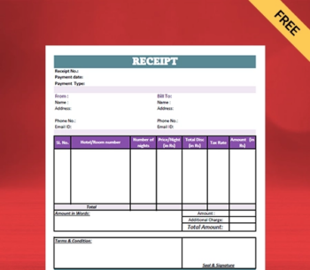 Hotel Receipt Format Free Download