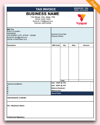 Free Invoice & Bill Format in Excel | Download Templates