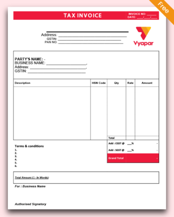 Free Invoice & Bill Format in Excel | Download Templates