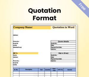 Quotation Format in Word | Free Download - Vyapar App