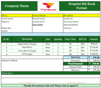 Medical Bill Format - Free Word, Excel, PDF Templates