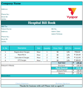 Medical Bill Format - Free Word, Excel, PDF Templates
