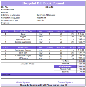 Medical Bill Format - Free Word, Excel, PDF Templates