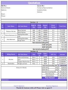 Interior Quotation Format (Free Download) - Vyapar App