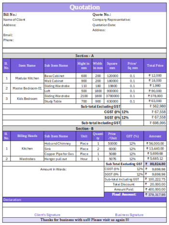 Interior Quotation Format (Free Download) - Vyapar App