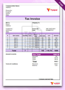 GST Invoice Format in Excel, Word & PDF | Download Tax Bill