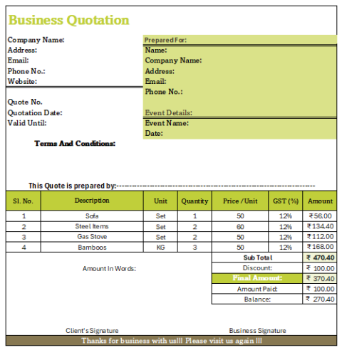 Business Quotation Format (Free Download) - Vyapar App