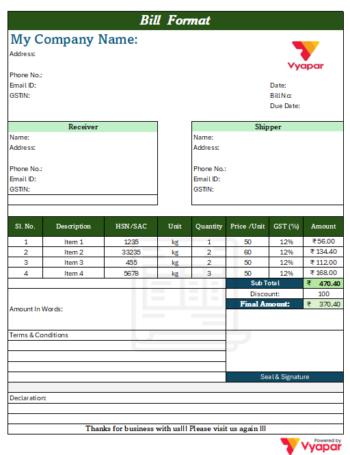22+ Stationery Shop Bill Format in Word, PDF - Free Download