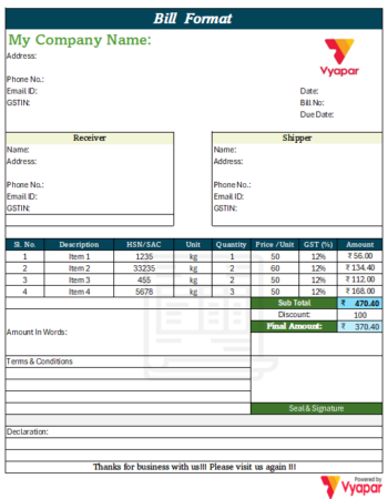 22+ Stationery Shop Bill Format in Word, PDF - Free Download