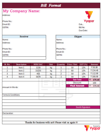22+ Stationery Shop Bill Format in Word, PDF - Free Download