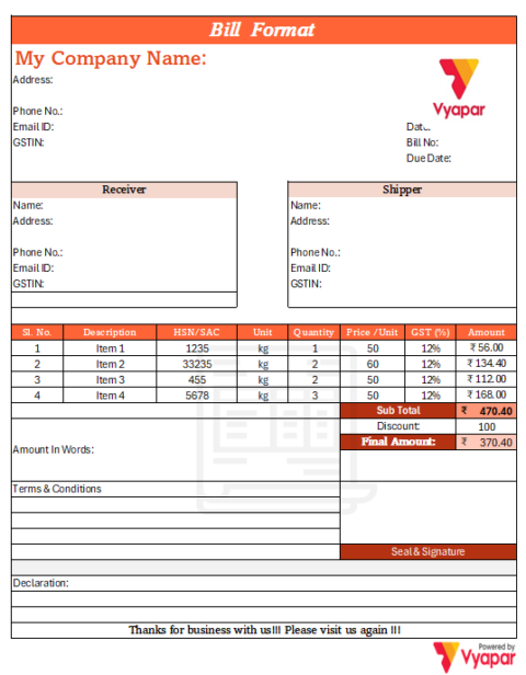 22+ Stationery Shop Bill Format in Word, PDF - Free Download