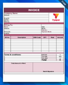 Invoice Format in Word | Download Free Word Bill Templates