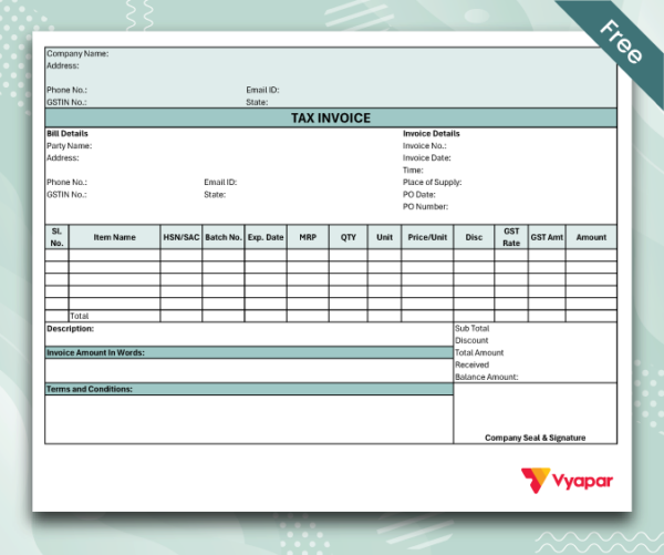 Invoice Format | Billing Format - Free Download