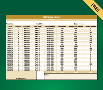 Sales Report Format in Excel Free Download