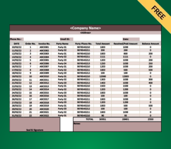 Sales Report Format in Excel Free Download