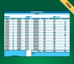 Sales Report Format in Excel Free Download
