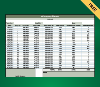 Sales Report Format in Excel Free Download