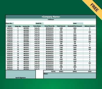 Sales Report Format in Excel Free Download