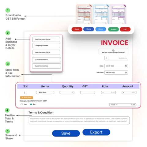 GST Invoice Format in Excel, Word & PDF | Download Tax Bill