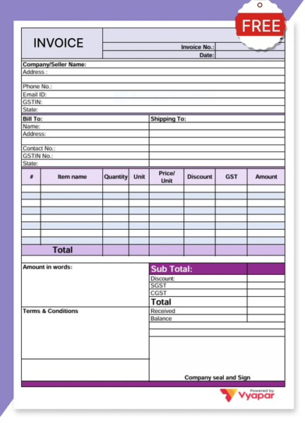 GST Invoice Format in Excel, Word & PDF | Download Tax Bill