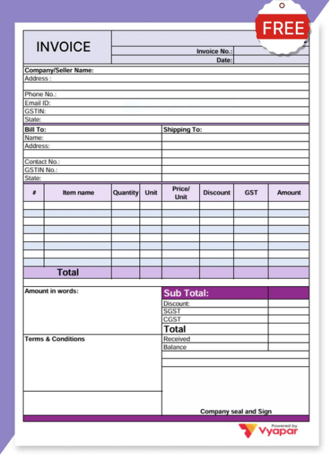 GST Invoice Format in Excel, Word & PDF | Download Tax Bill