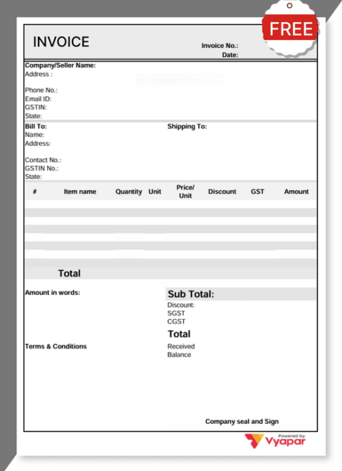 GST Invoice Format in Excel, Word & PDF | Download Tax Bill