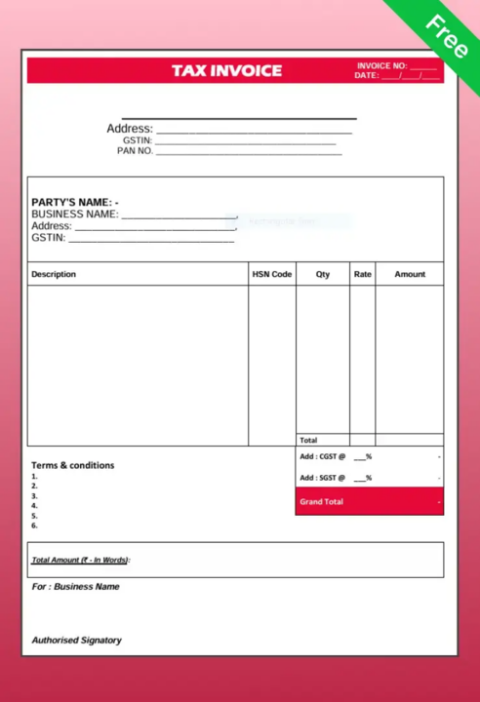 PDF Bill Format | Invoice Format PDF - Free Download