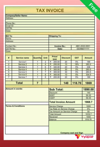 GST Invoice Format in Excel, Word & PDF | Download Tax Bill