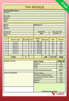 GST Invoice Format in Excel, Word & PDF | Download Tax Bill