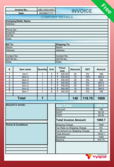 GST Invoice Format in Excel, Word & PDF | Download Tax Bill