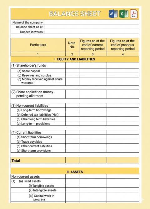 Balance Sheet Format in Excel, Word & PDF | Free Download